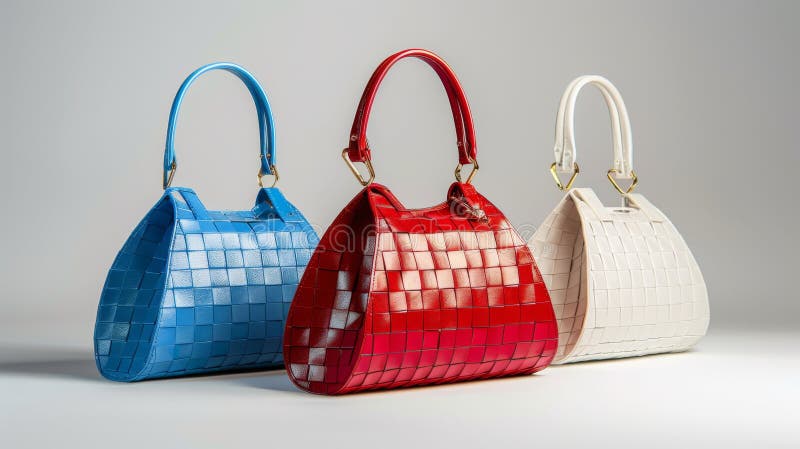 Colorful Handbags with Woven Pattern, Generative AI Stock Image - Image ...