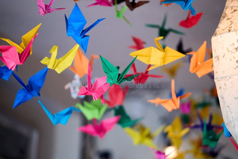 Colorful Handmad Paper Birds for Decoration Stock Photo - Image of ...