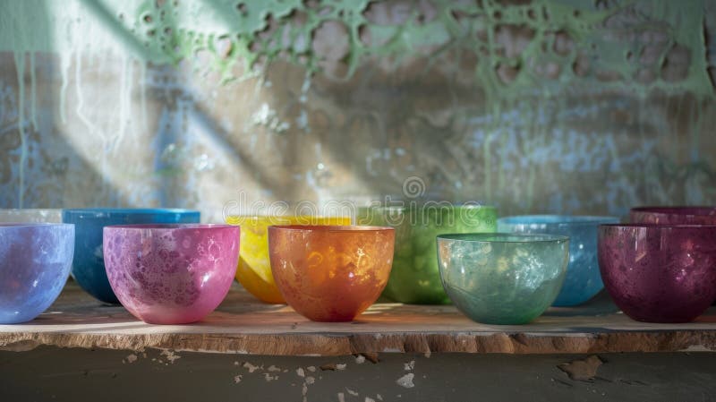 Colorful Handmade Bowls on Display Stock Photo - Image of creative ...