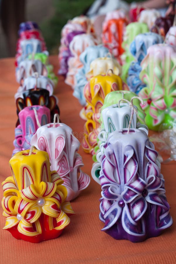 Colorful handmade candles stock photo. Image of candle - 32833708