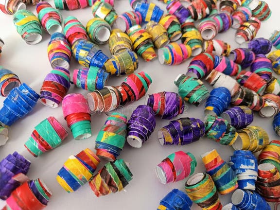 Colorful Handmade Paper Beads Stock Photo - Image of hand, vibrsnt ...