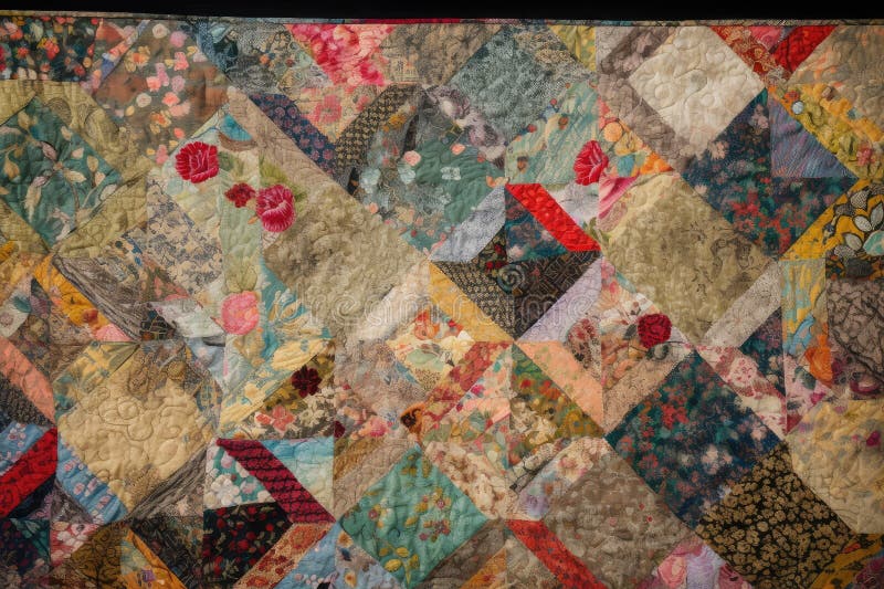 Colorful Handmade Quilt, with a Variety of Textures and Patterns Stock ...