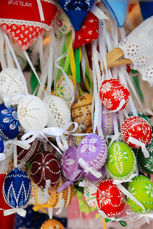 Colorful Handmade Traditional Slovak Easter Eggs Stock Photo - Image of ...