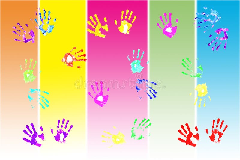 Colorful Handprints by Kids Stock Illustration - Illustration of palm ...