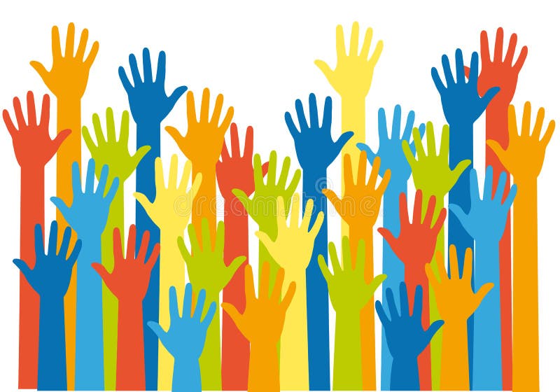 Colorful arms raised up stock vector. Illustration of rendering - 7315263