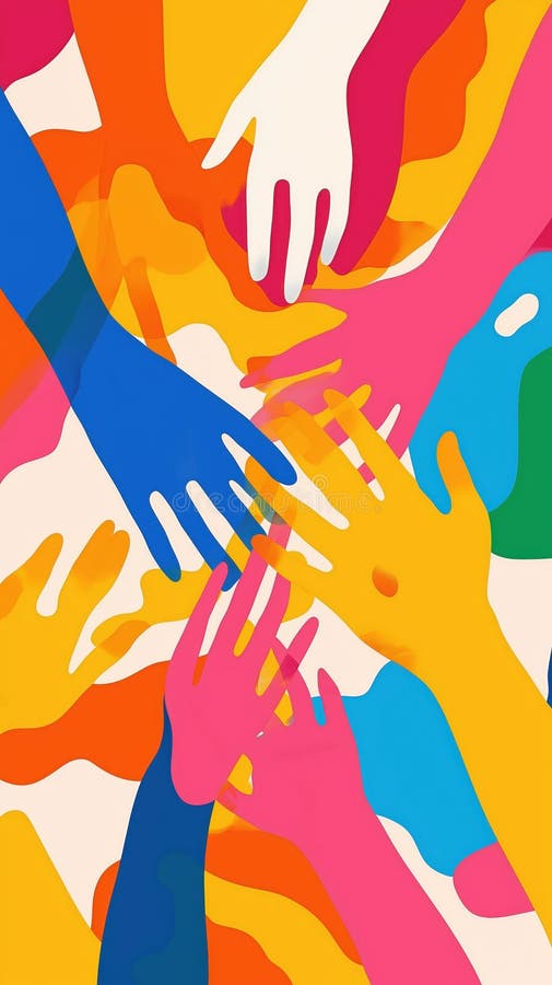 Colorful Hands Collaboration Unity Diversity Community Support Stock ...