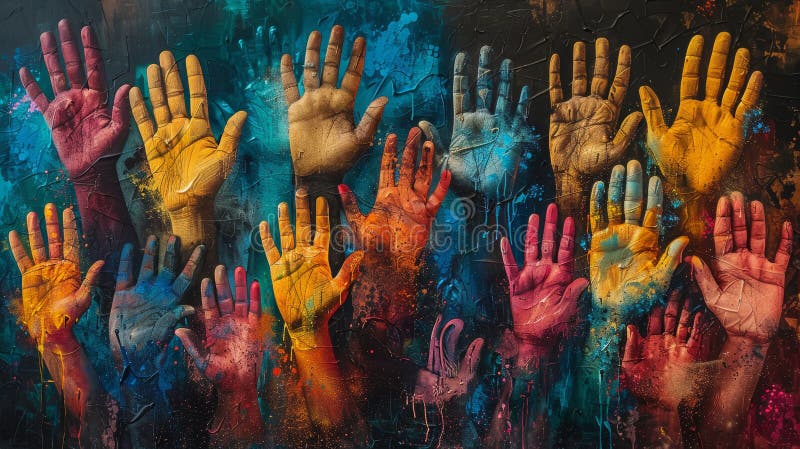 Colorful Hands Collage Symbolizing Unity and Diversity in Vibrant Style ...