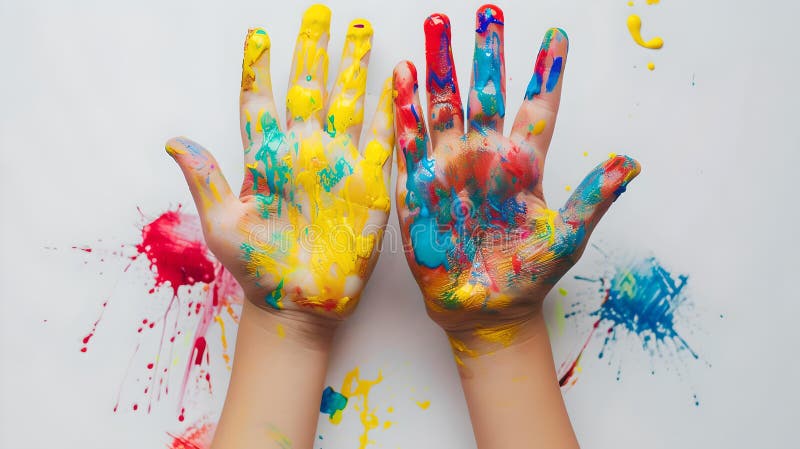 Colorful Hands Covered in Paint, Creative Expression through Art ...