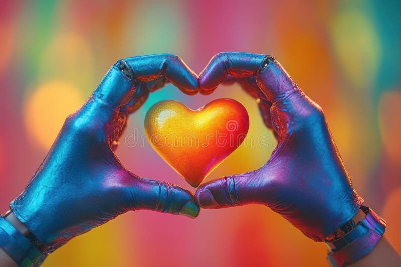 Colorful Hands Forming Heart Shape with Vibrant Heart Object ...
