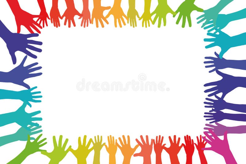 Colorful Hands in a Frame As a Background Stock Illustration ...
