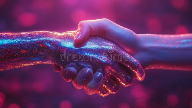 Colorful Hands Joining Together with Shimmering Effects in a Dramatic ...