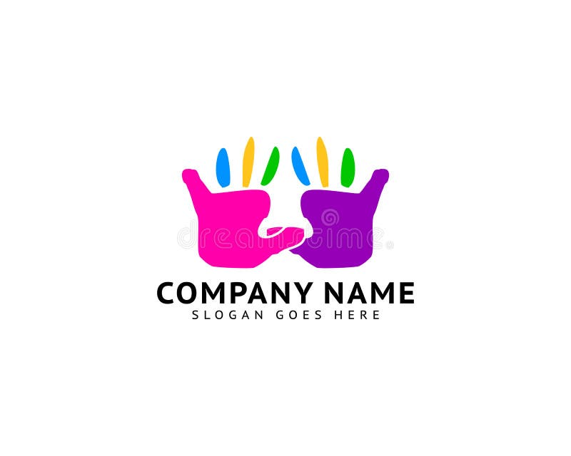 Colorful Hands Logo Design Illustration Stock Vector - Illustration of ...