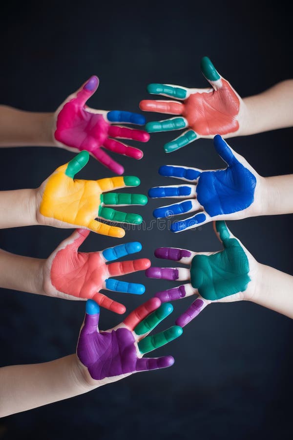 Colorful Hands Reaching Out in Joyful Unity Stock Illustration ...