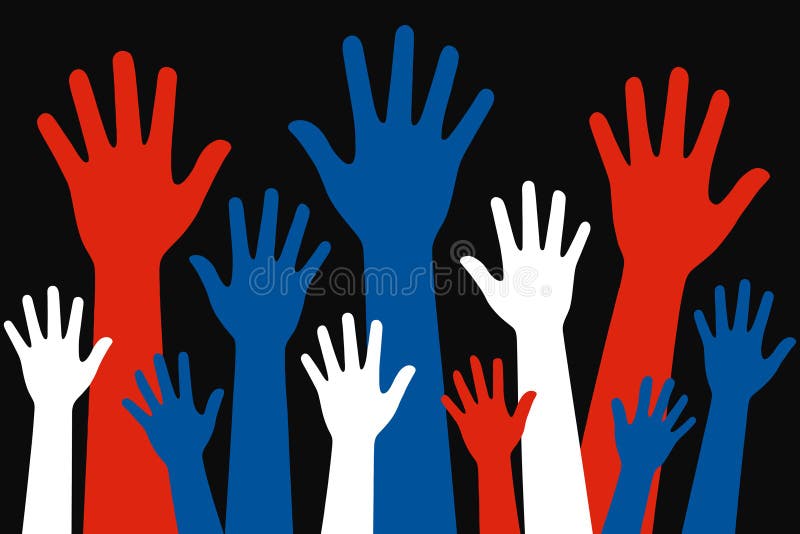 Colorful Hands Reaching Upward Abstract Background Stock Illustration ...