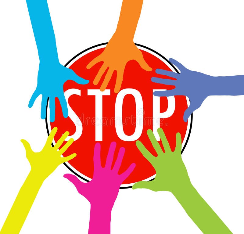 Colorful Hands on Stop Sign Stock Vector - Illustration of attention ...