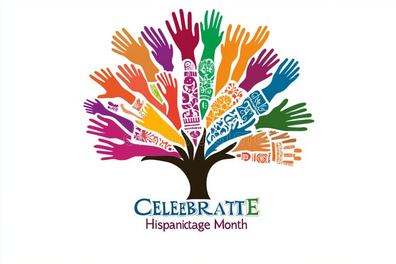 Colorful Hands Tree with Hispanic Cultural Patterns, Diverse ...