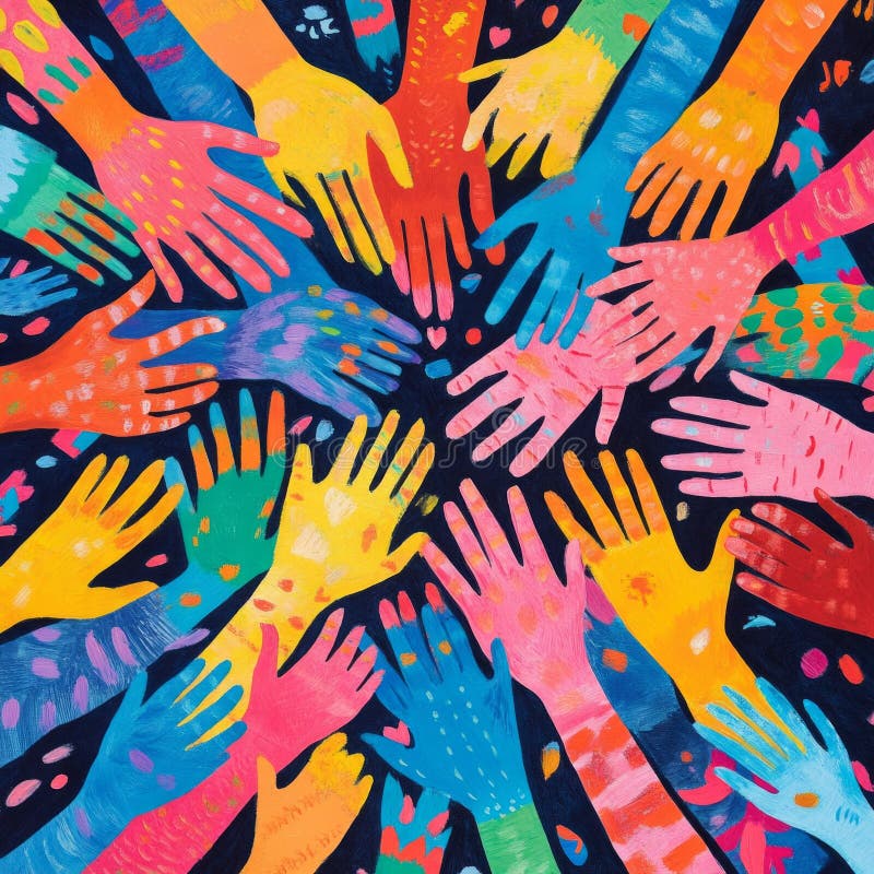 Colorful Hands in Unity Circle Celebrating Diversity and Inclusion ...