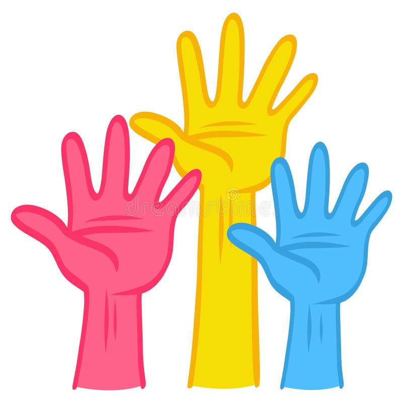 Colorful Hands Up Wave Vector Illustration Stock Vector - Illustration ...