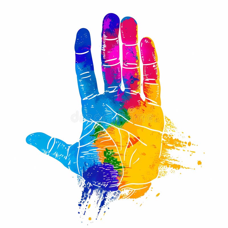 Colorful hands stock illustration. Illustration of palm - 364800391