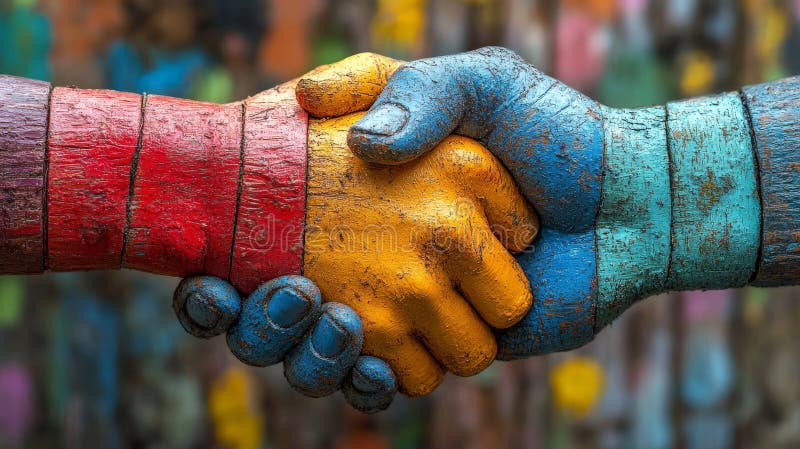 Colorful Handshake Representing Unity Stock Illustration - Illustration ...