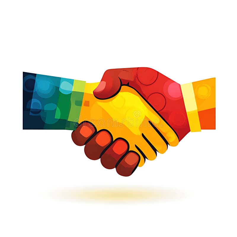 A Colorful Handshake Symbolizes Cooperation, Partnership, and Unity ...