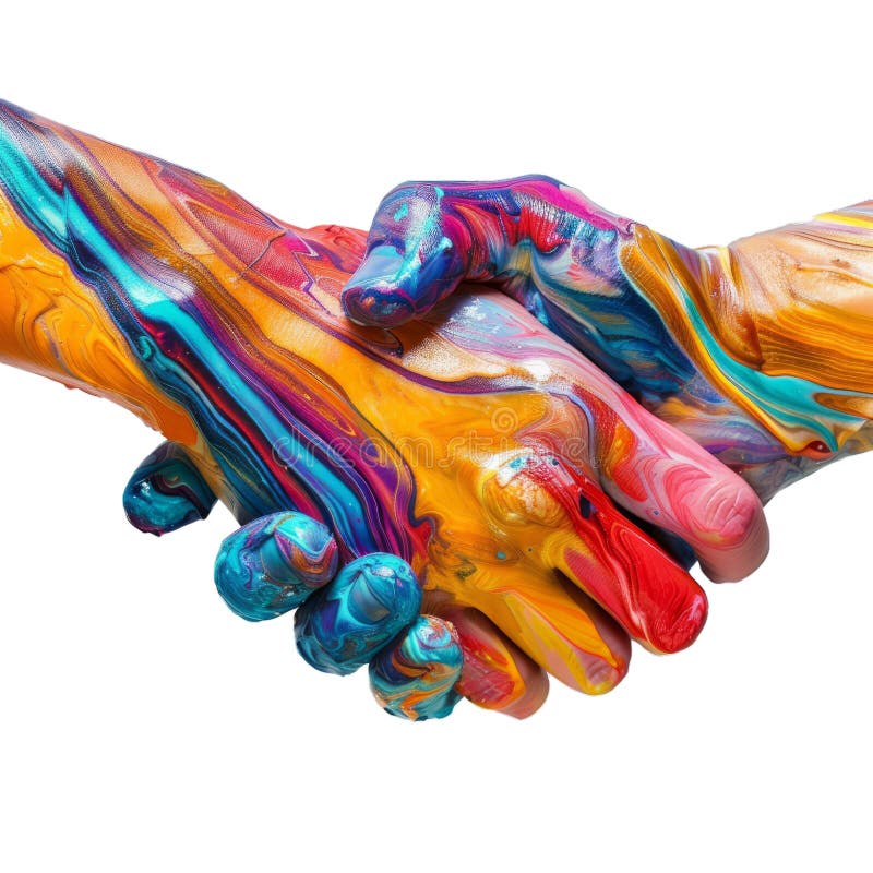 Colorful Handshake Vibrant Paint Covered Hands Stock Image - Image of ...