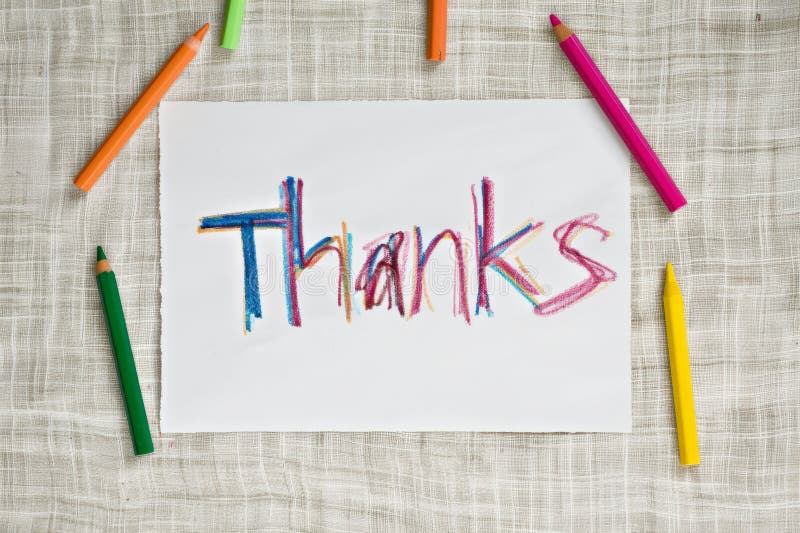 Colorful Handwritten Thanks Note on White Paper Stock Image - Image of ...