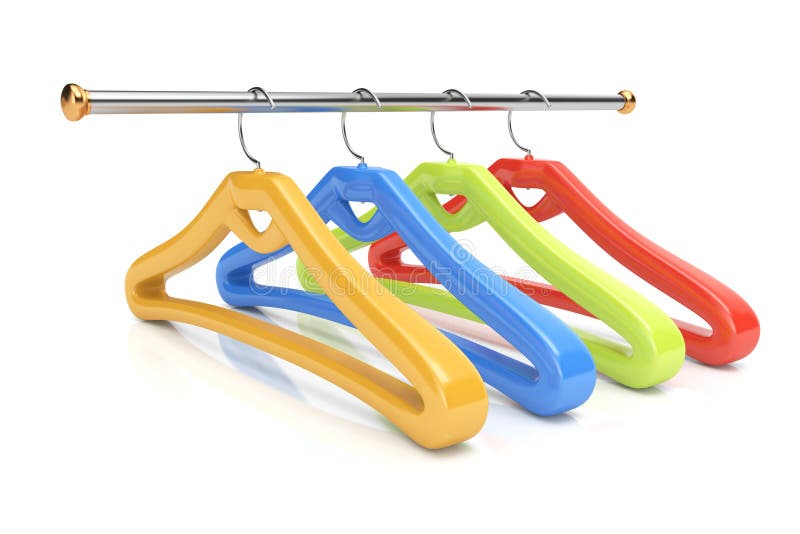 Set of Colorful Hangers on White Surface Stock Illustration ...