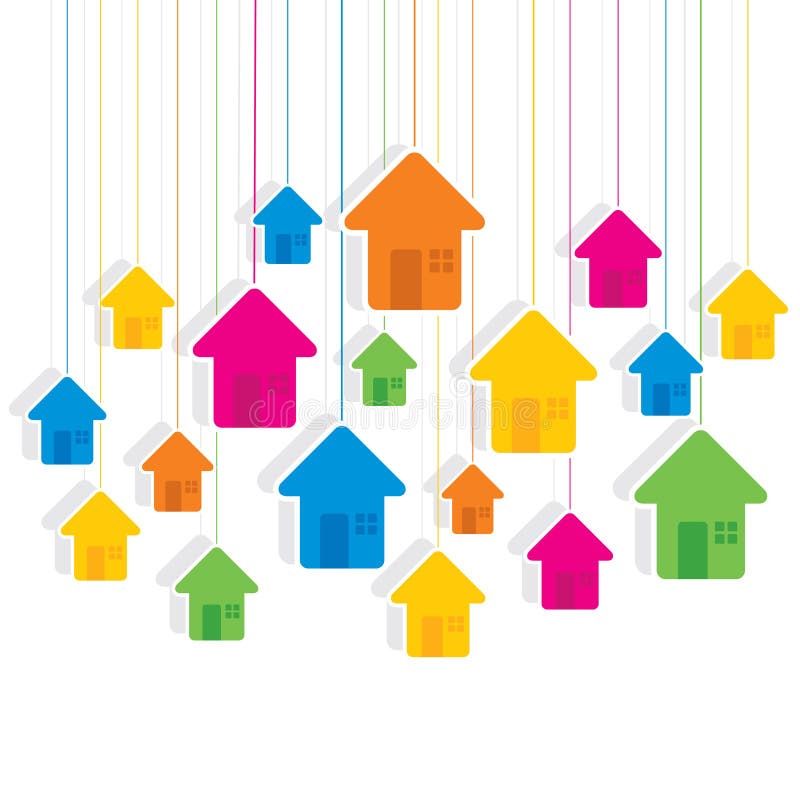 Colorful Hanging House Pattern Background Design Stock Vector ...