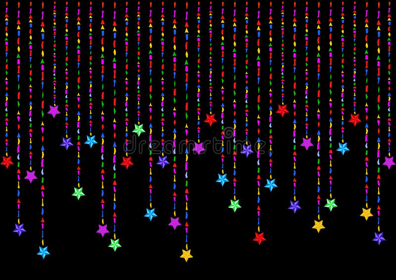 The Colorful Hanging Stars on a Black Background Stock Vector ...