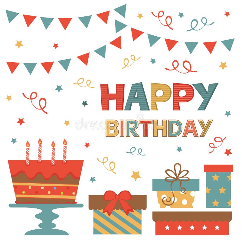 Colorful Happy Birthday Collection Stock Illustration - Illustration of ...