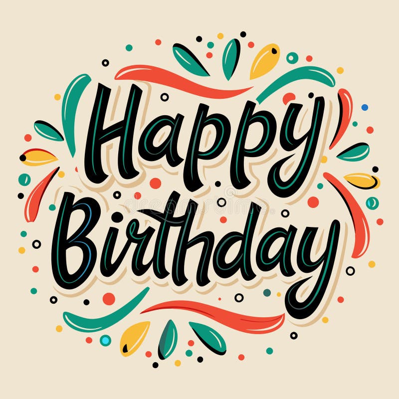 Colorful Happy Birthday Greeting with Festive Design. ( Stock Vector ...