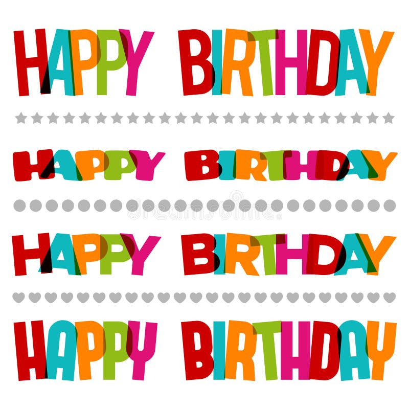 Colorful Happy Birthday Greetings. Stock Vector - Illustration of paper ...