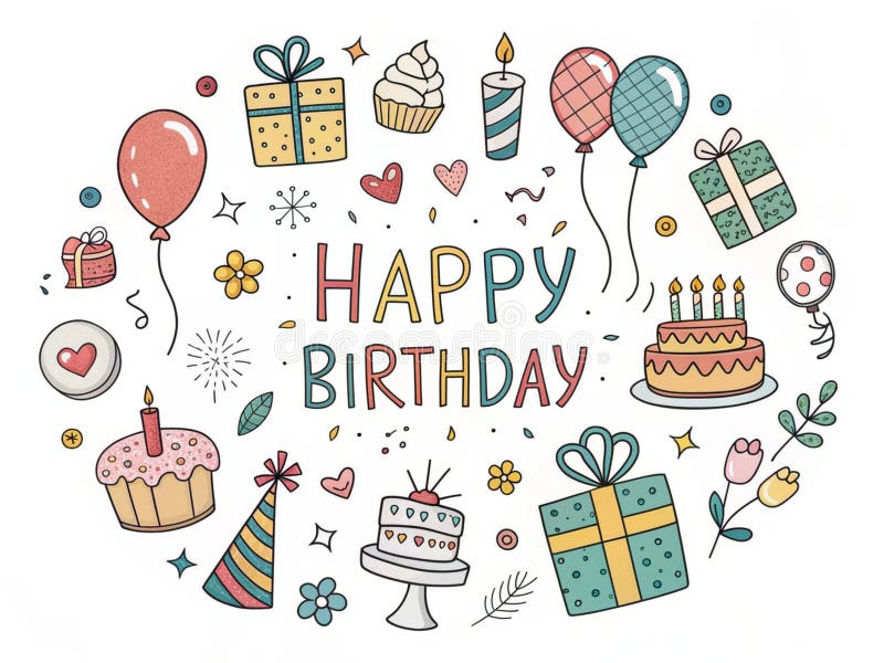 Colorful Happy Birthday Party Illustration Stock Illustration ...