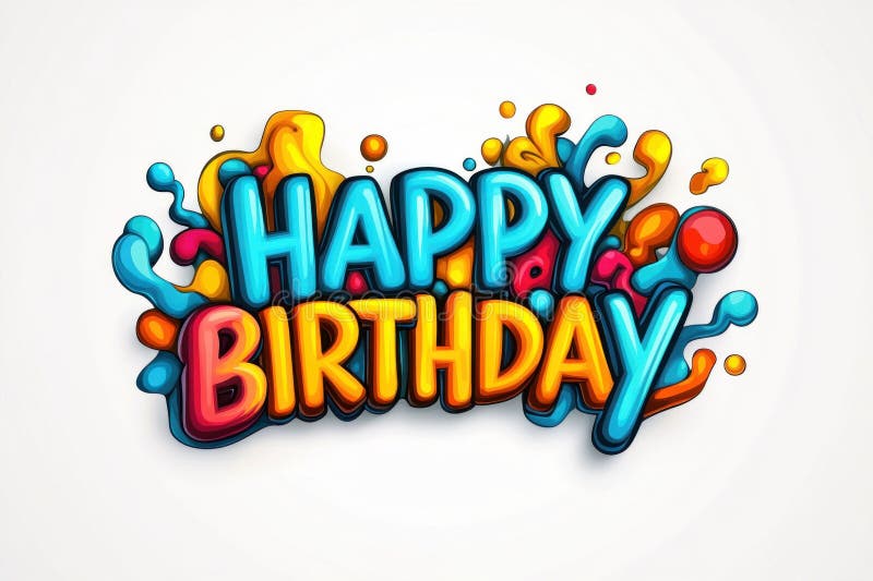 Colorful Happy Birthday Text with Splash Effect Stock Illustration ...