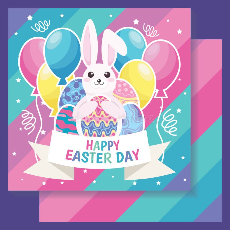 Colorful Happy Easter Day Card and Banner Design Stock Vector ...