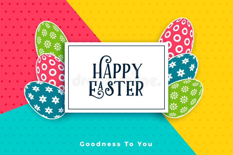 Colorful Happy Easter Festival Card with Eggs Stock Vector ...