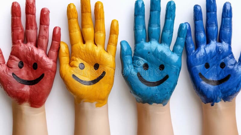 Colorful Happy Hands Representing Joy and Creativity Stock Video ...