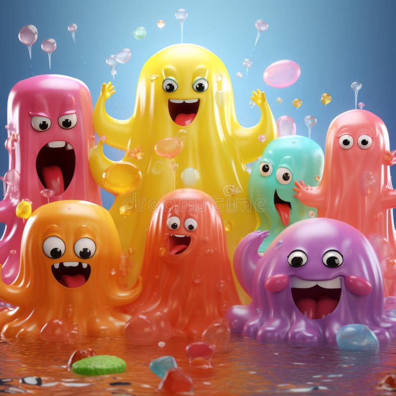 Colorful Happy Melting Jelly Characters. Stock Illustration ...