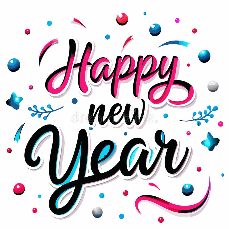 Colorful "Happy New Year" Lettering with Confetti. (2 Stock Vector ...