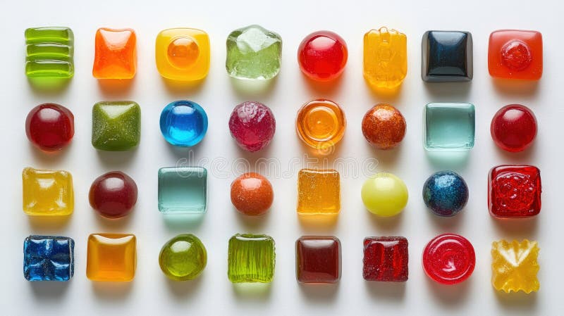 Colorful Hard Candies in Various Shapes and Colors Stock Illustration ...