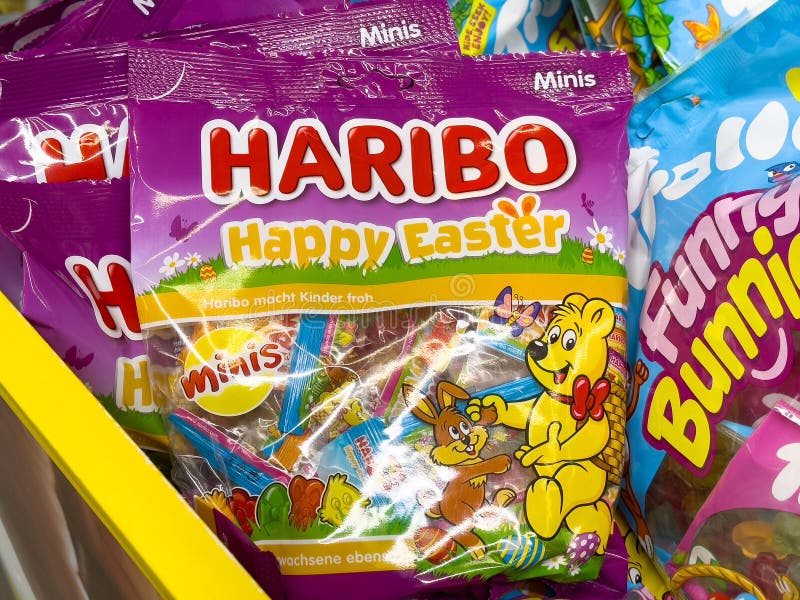 Colorful Haribo Happy Easter Minis Candy Packages in Display Box ...