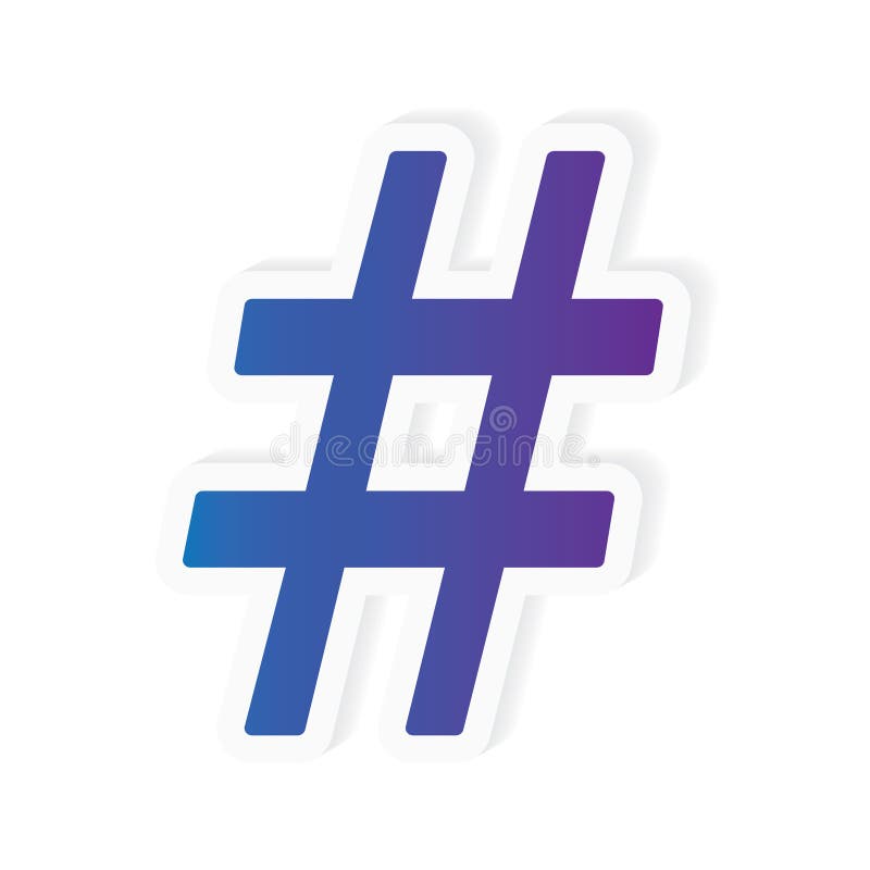 Colorful Hashtag Icon - Vector Illustration - Isolated on Blue ...