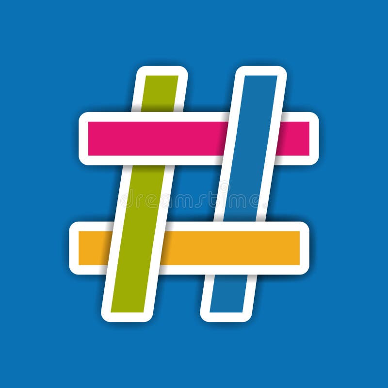 Colorful Hashtag Icon - Vector Illustration - Isolated on Blue ...