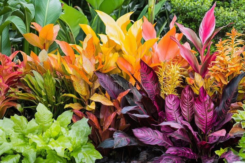 Colorful Hawaiian Plants Thrive in Tropical Garden Environment Stock ...