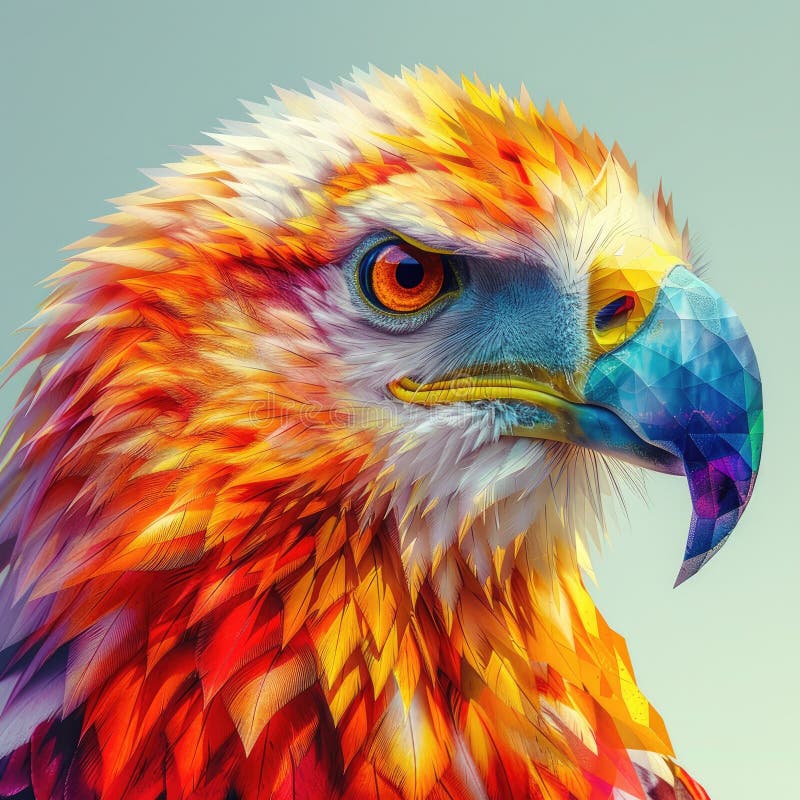 Colorful Hawk Illustration Showcasing Vibrant Feather Patterns and ...
