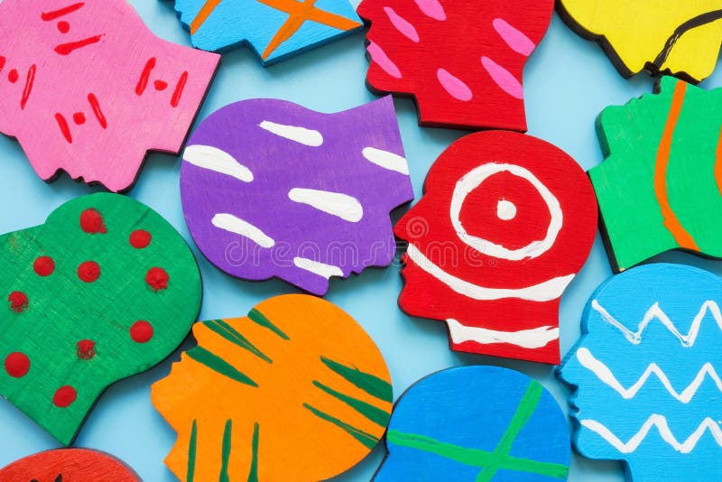 Colorful Head Models. Diversity and Inclusion. Stock Image - Image of ...