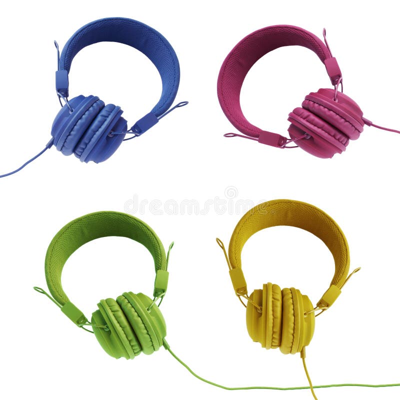 Colorful Headphones Collection Stock Image - Image of accessory, listen ...
