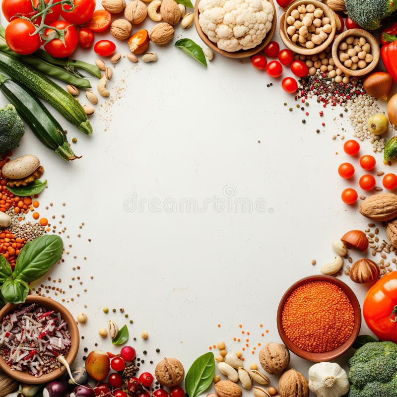 Colorful Healthy Food Frame with Copy Space Stock Illustration ...