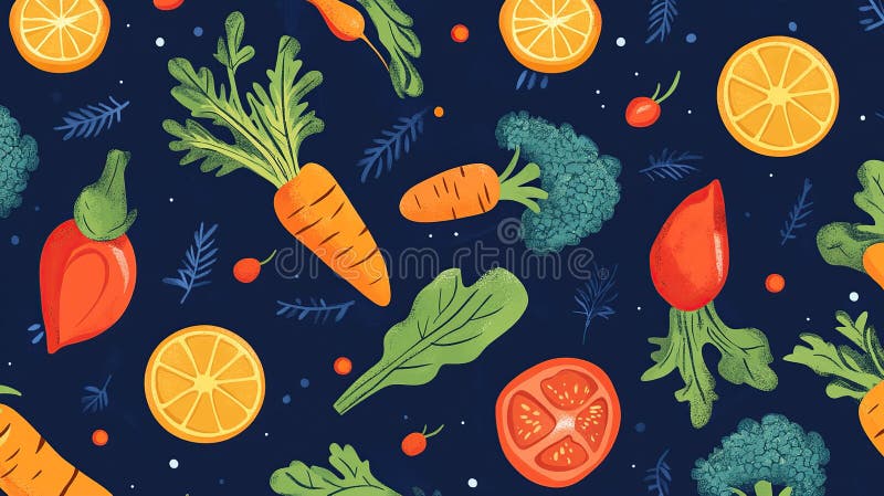 Colorful Healthy Food Pattern, Dark Background, Website Design Stock ...